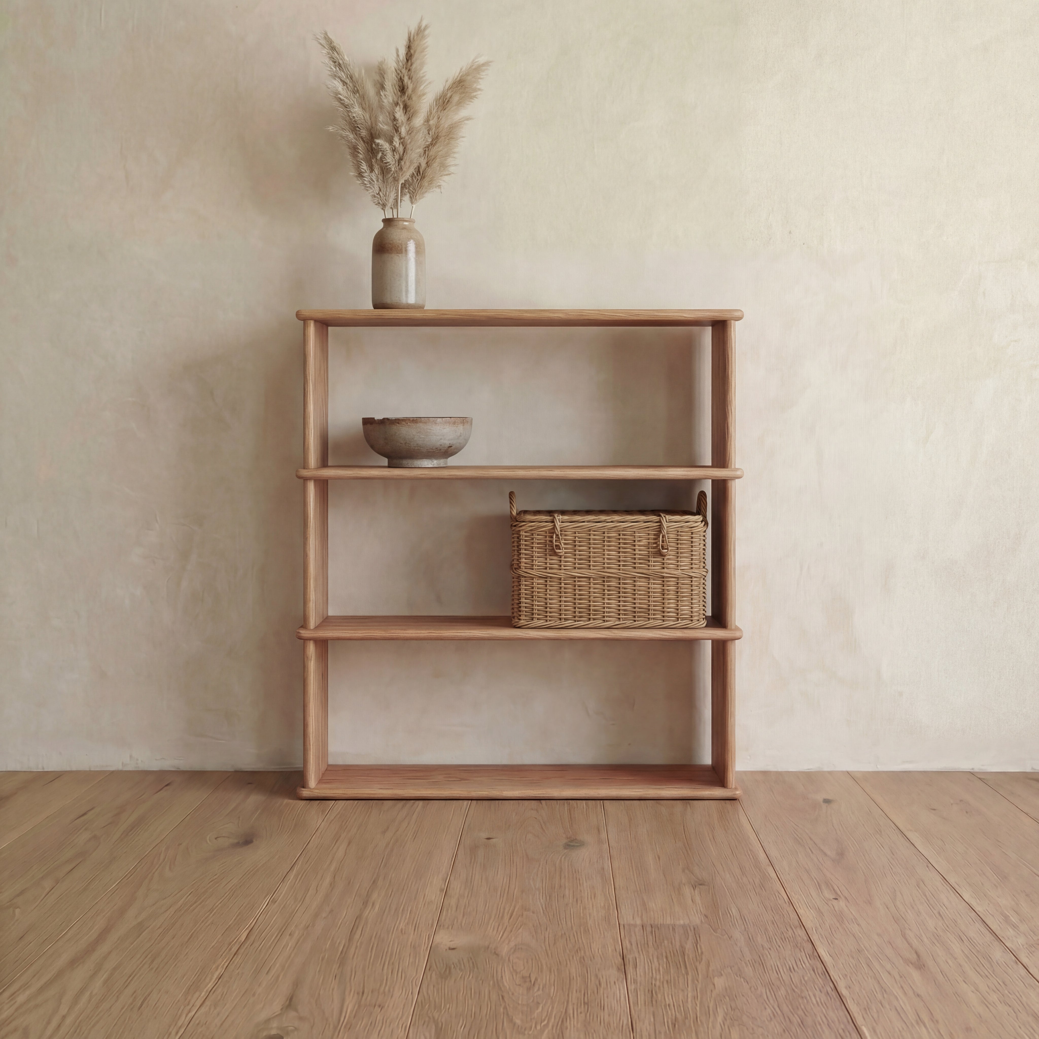 3 Shelf Bookcase in Red Oak | Solid Wood & Minimalist | Omba